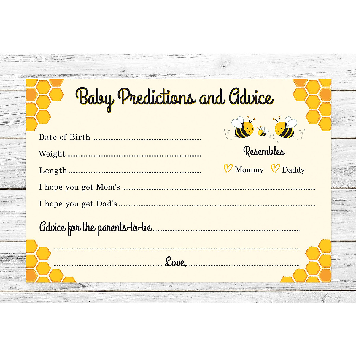 Bee Baby Predictions and Advice Cards - 24 count