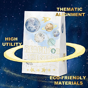 Celee 24-Pack Space Party Goodie Bags with Stickers - Ideal for Kids' Birthdays, Baby Showers, and Space Themed Parties