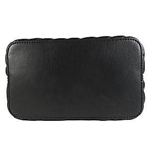 Michael Kors Suri Medium Bucket Crossbody Quilted Vegan Faux Leather Bag (Black)