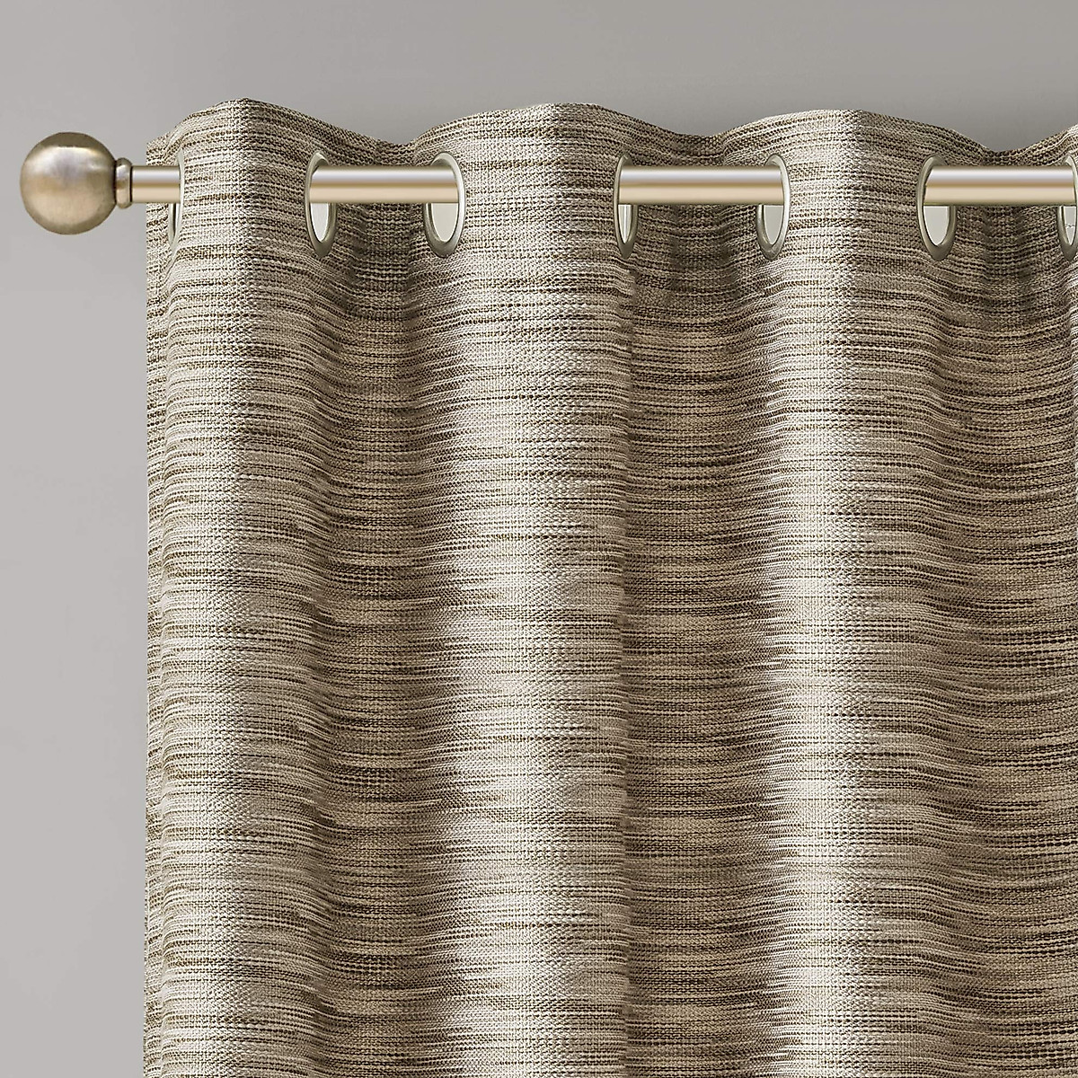 Madison Park Cameron Yarn Dyed Texture Curtain, Grommet Top Window Drapes for Living Room, Bedroom and Appartment, 50 in x 84 in, Mocha