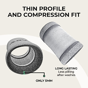 ADV Tennis Wristbands with New Age Polyester Cotton Blend - Ultra Absorbent Wrist Sweatbands - Doublewide & Slim Sweat Bands for Wrists - 4 Pack or 2 Pack (4-Pack Gray)