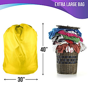 Nylon Laundry Bags Bulk 30" X 40" – Pack of 12 bags, for Heavy Duty Use, Commercial, Laundromats and Household Storage, machine washable - Made in the USA (Yellow)