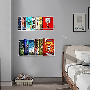 Watpot Acrylic Shelves, 15" Clear Floating Shelves, Clear Acrylic Bookshelf for Wall, Set of 4