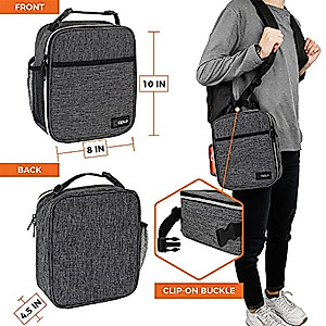 OPUX Premium Insulated Lunch Box, Soft School Lunch Bag for Kids Boys Girls, Leakproof Small Lunch Pail Men Women Work, Reusable Compact Cooler Tote Lunchbox for Office Adult, Charcoal