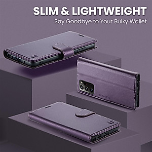 FLIPALM for Samsung Galaxy Note 20 Ultra 5G Wallet Case with RFID Blocking Credit Card Holder, PU Leather Flip Kickstand Shockproof Cover for Women Men (Purple)