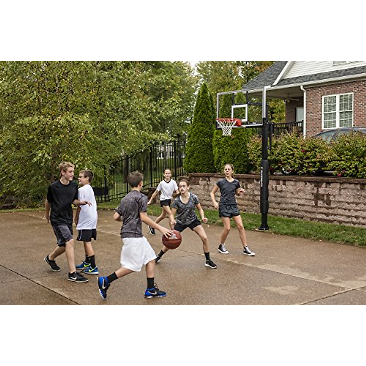 Silverback 60" In-Ground Basketball System with Adjustable-Height Tempered Glass Backboard and Pro-Style Breakaway Rim