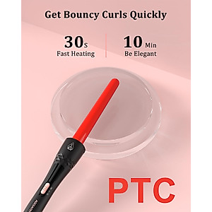 Curling Iron Set，MOCEMTRY 5 in 1 Curling Wand Interchangeable Ceramic Barrels(0.35”-1.25”) and Thermal Brush Curling Iron, Instant Heat Up Hair Curler, with Protective Gloves & 2 Clips