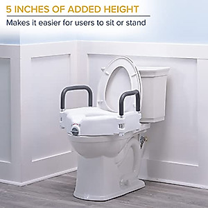 Drive Medical RTL12027RA 2-in-1 Raised Toilet Seat with Removable Padded Arms, Standard Seat