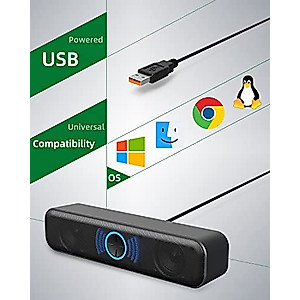 YOFANQI USB Computer Speakers for Desktop, Laptop, PC Gaming Speakers, Small Computer Sound Bar with Stereo Loud Sound, Enhanced Bass, Dynamic RGB Light, Digital Volume Knob