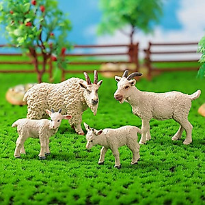 JOKFEICE Animal Figures 4pcs Plastic White Goat Animals Action Model Science Project, Learning Educational Toys, Birthday Gift, Cake Topper, for Kids