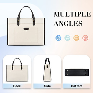 Missnine Laptop Tote Bag Canvas Laptop Bag 15.6 inch Work Shoulder Bags Casual Briefcase Handbag for Travel, Office, School
