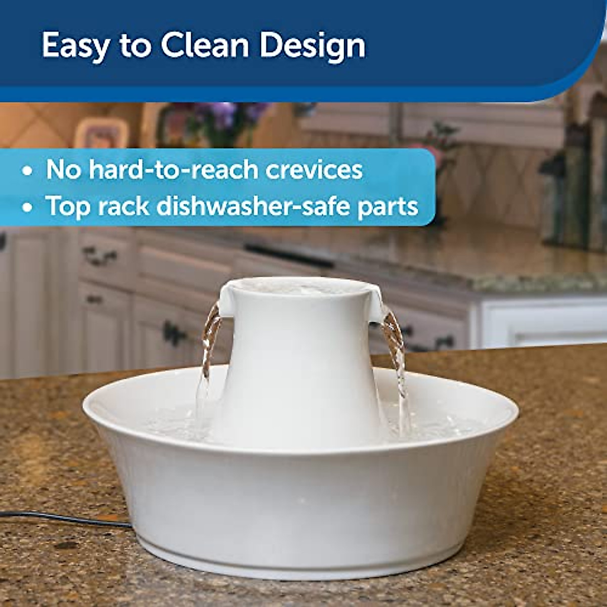 PetSafe Drinkwell Avalon Cat Water Fountain - Ceramic Water Fountain for Pets - Drinking Water Dispenser for Cats and Dogs - Fresh, Flowing 70 oz. Water Capacity - Filters Included