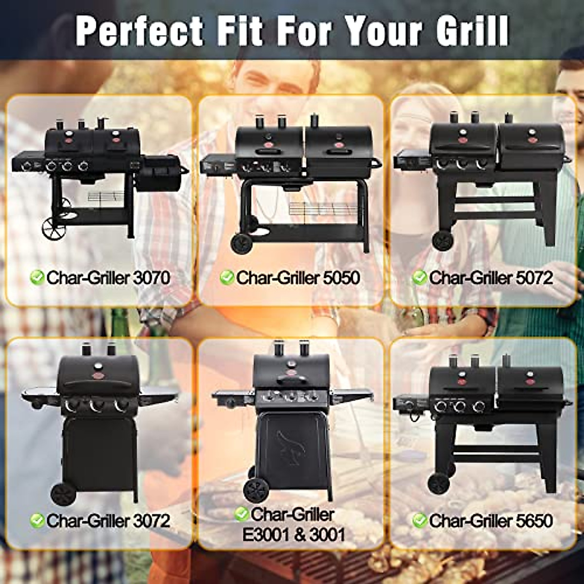 Adviace Heat Plates Replacement Parts for Char Griller 5050 5650 3001 E3001 3072 5072 3070 Grills, 3-Pack Stainless Steel Flame Shields for Chargriller 5050 5650 Char Griller 100001 Replacement Part