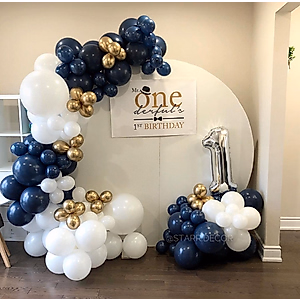 Navy Blue and Gold Balloons Garland Kit, 167 pcs Navy Blue White Gold Balloons Arch Kit for Birthday Baby Shower Wedding Graduation Class of 2024 Prom Party Decorations