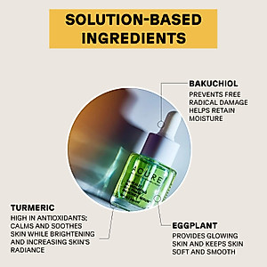 Acure Radically Rejuvenating Dual Phase Bakuchiol Serum - Anti-Aging & Soothing Skin Support - All Natural Made with Eggplant, Turmeric & Bakuchiol - Vegan Skin Care, Hydrates & Defends - 0.67 oz
