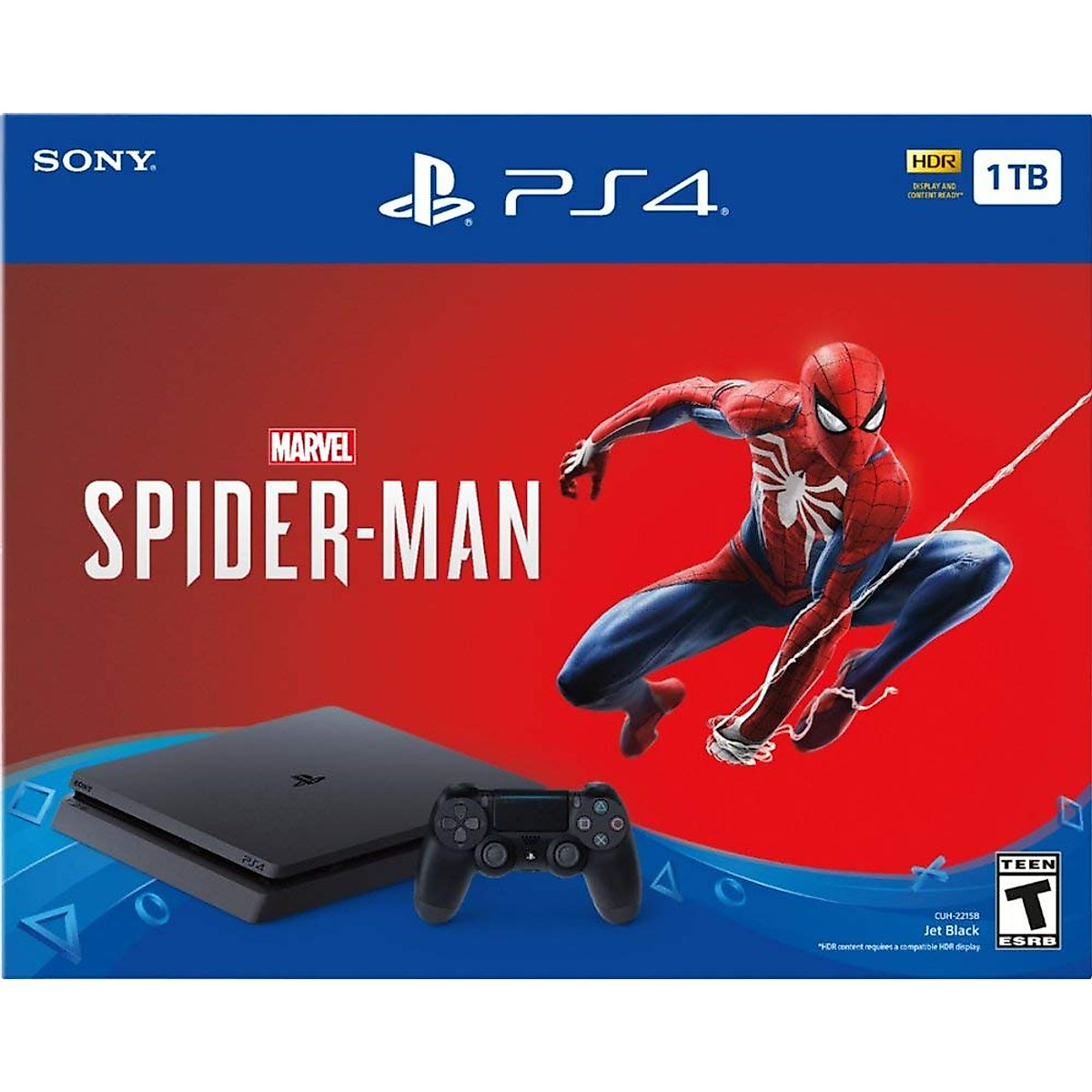 Newest Bundle-PlayStation 4 slim 1TB Console with Marvel's Spider-Man and Assassin's Creed Odyssey Deluxe Edition - Jet Black