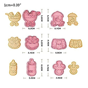Cookie Cutter Plastic Baby Stroller Feeding Bottle Clothes Shape DIY Cookie Cutter Biscuit Mould Baking Decorating Tools Cookie Stamp Stamper Embosser For Baking Happy Birthday Baby Shower Designs Set
