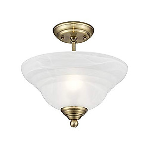 Livex Lighting 4259-01 Flush Mount with White Alabaster Glass Shades, Antique Brass