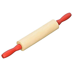 Mini Rolling 7.5 Inch (Pack of 6) Rolling Pin for Play Dough - Wood Kids Rolling Pin For Little Bakers, With Red Handles Arts and Crafts Clay Roller, 7.5" (6-Pack)