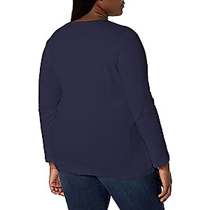 Just My Size Women's Plus Size Vneck Long Sleeve Tee, Hanes Navy, 4X