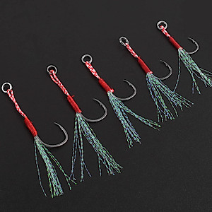 Assist Hooks Saltwater for Jigging,35pcs Micro Jigging Assist Hooks Slow Pitch Jigs Single Assist Fishing Hooks Dancing Stinger Jigging Hooks for Vertical Jigging Lures