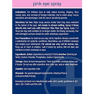 Pink Eye Spray by Vetericyn | Eye Spray for All Animals to Relieve Redness, Irritation, and Discharge - 16-ounce