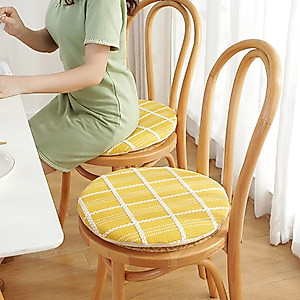 Bar Stool Cushions Round 18 Inch Memory Foam Seat Cushions Thick Non Slip Chair Pad Cover Tatami Kitchen, Cafes, Office Cushion Zipper Washable (18 inch, L)