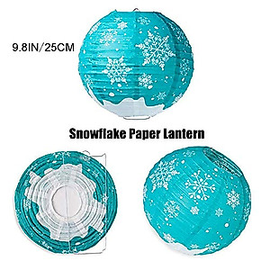 Winter Wonderland Snowflake Frozen Party Decorations Kit with Snowflakes Garland Bunting Banner Hanging Tissue Paper Fan Lantern for Birthday Holiday Wedding Décor Christmas Decorations Clearance