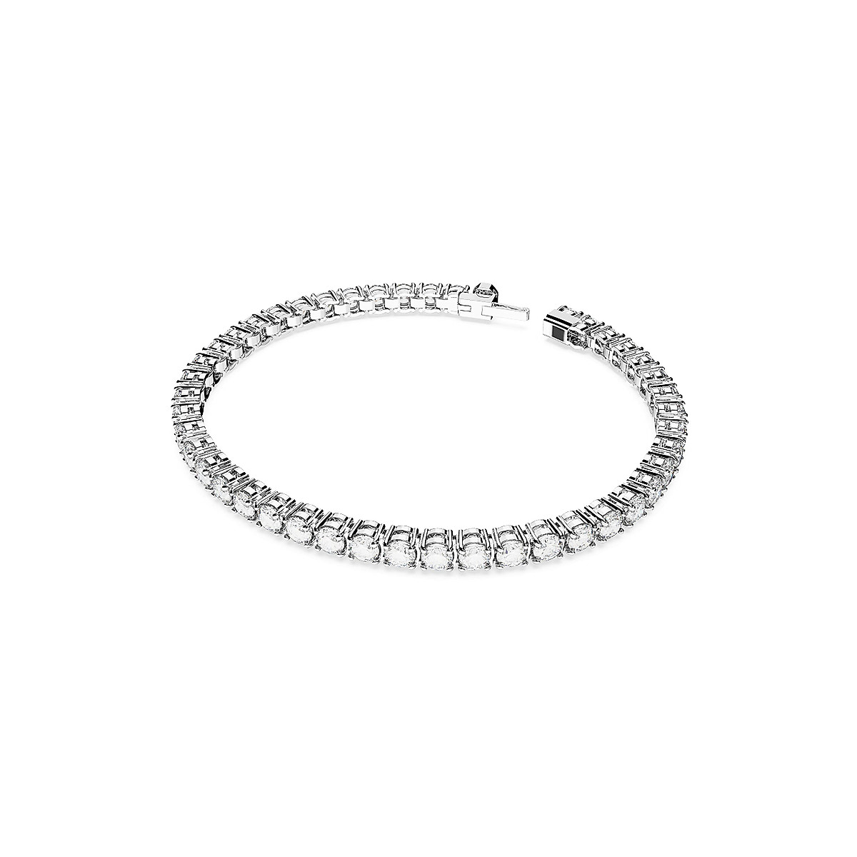 SWAROVSKI Matrix Tennis Bracelet, Round Clear Stones on Rhodium Finished Band, Size S, Part of the Matrix Tennis Collection