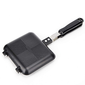 Double Sided Grill Pan Frying Pan Grilled Cheese Maker Sandwich Panini Maker Fry Pan Non-Stick Double Grill Pan Aluminum Frying Pan For Breakfast Toast Panini Waffle Barbecue Home Outdoor