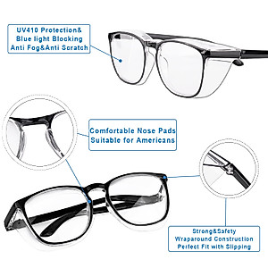 SQIMZAR 3 PCS Safety Glasses Goggles For Women Nurses Protective Eyewear,Anti Fog Safety Goggles