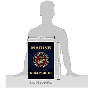 US MILITARY United State Marine Corps USMC Semper Double-Sided Lawn Decoration Gift House Garden Yard Banner Fi Flag American Military Veteran, 12" x 18.5 Made in USA