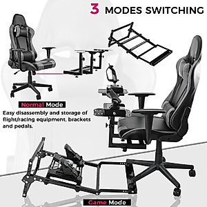 Minneer Flight Racing Joystick Bracket with Gaming Chair Compatible with Logitech/Thrustmaster X56 X52 A10C Hotas Warthog (Include Joystick Mount Base + Stand + Pedal Mount)