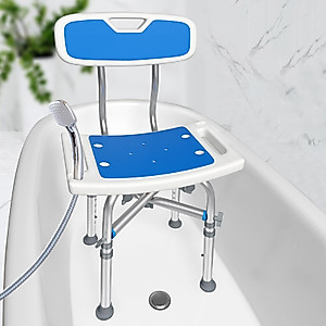 Heavy Duty Shower Chair with Back 550lb, Height Adjustable Bath Seat with EVA Pad, Anti-Slip Shower Bench Bathtub Stool for Elderly, Senior, Handicap & Disabled, Tool-Free Assembly
