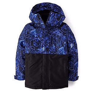 The Children's Place Boys' Heavy 3 in 1 Winter Jacket, Wind Water-Resistant Shell, Fleece Inner, Black | Space Cube_Black