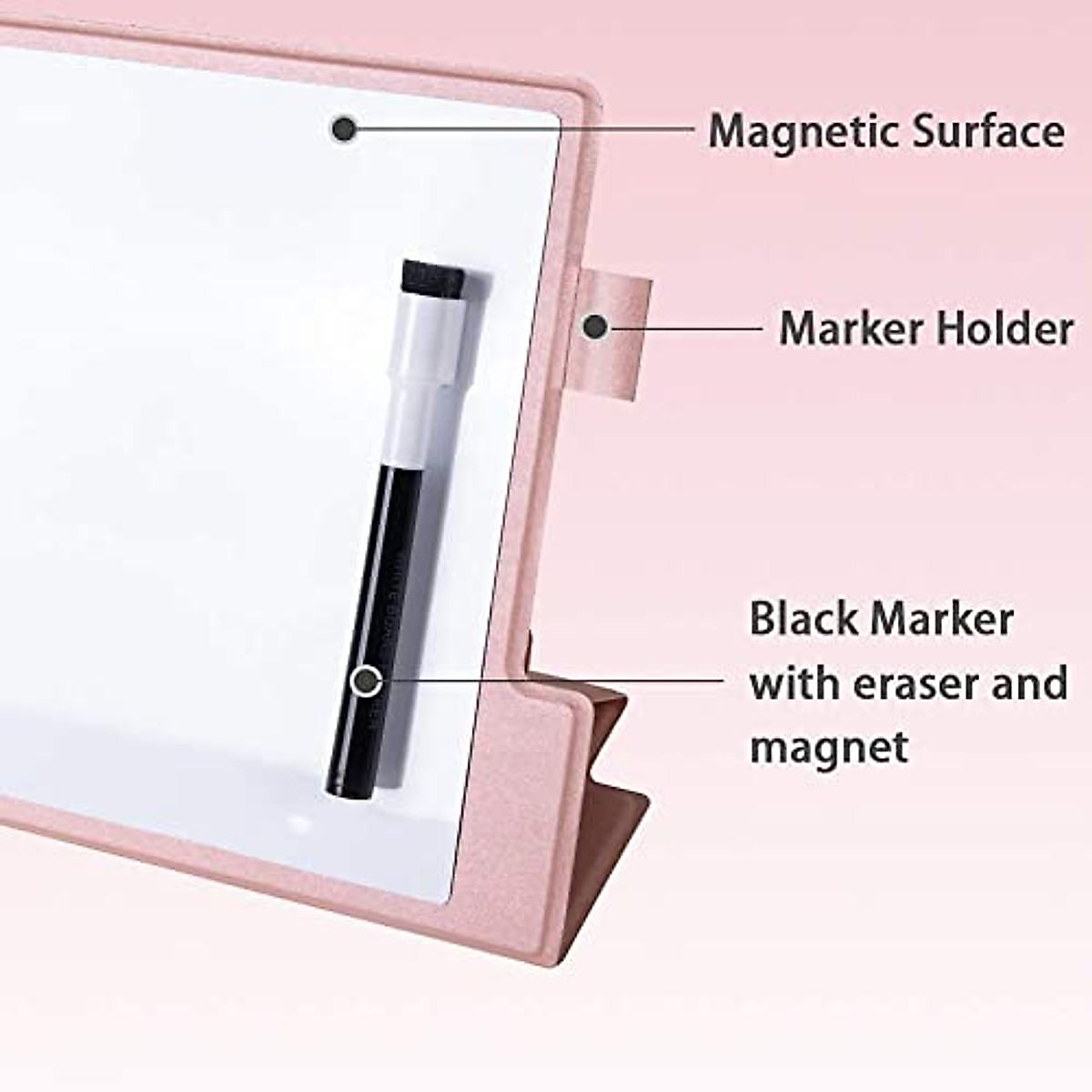 CRCHOM Small White Board Dry Erase Board A4 Magnetic Desktop Whiteboard 8" x 12" Portable Whiteboard Easel with Stand Pink PU Cover Case for Kids, Adult, Office, Home, School