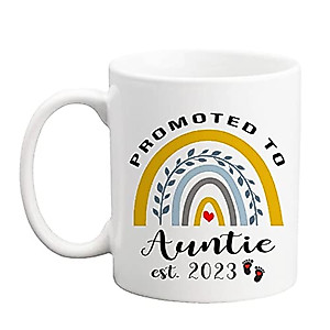 Qsavet New Baby Reveal Gift For Aunt 2023, Promoted to Aunt 2023 Mug, New Aunt Mug, Gifts For New Aunt 2023, Pregnancy Announcement For New Aunt, 11oz Coffee Mug Gift For New Aunt, Future Auntie 2023