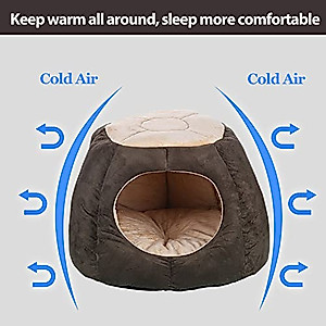 HERCOCCI Extra Large Rabbit Bed House, Foldable & Warm Bunny Hideout Hut Cave for Guinea Pig Rabbit Chinchilla Hamster Cage Accessories (Grey)