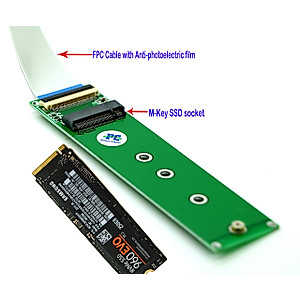Sintech M.2 NVME Extender,NGFF M-Key PCIe 3.0 SSD Extention Card with Anti-electromagnetic Foiled Cable 20CMS (Silver Cable)