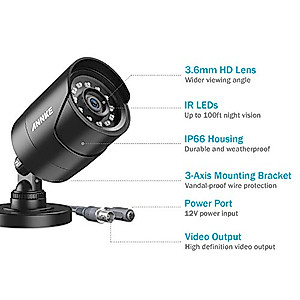 ANNKE 1080p HD-TVI Security Surveillance Camera for Home CCTV System, 2MP Bullet BNC Camera with 85 ft Super Night Vision, IP66 Surveillance Weatherproof Add–on Wired Camera - E200