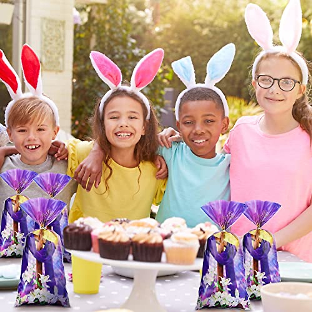 100 Pcs Easter Cellophane Bags He is Risen Spring Easter Gift Treat Bag Goodie Candy Bags with Ties Easter Cross Religious Decorations Birthday Party Decorations Supplies