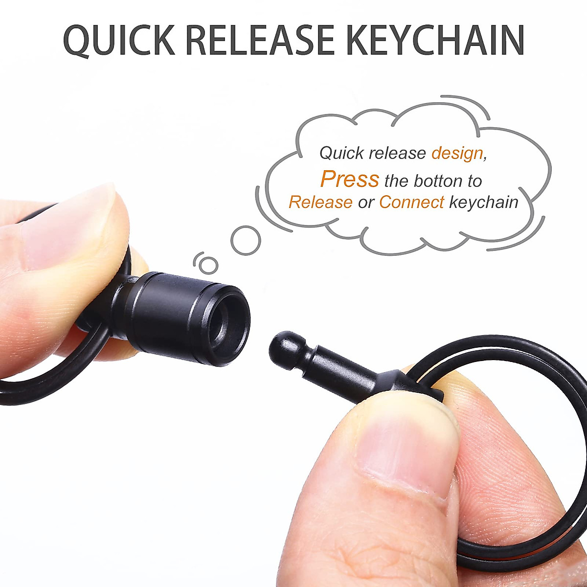 Autuveen Titanium Quick Release Keychain,Detachable Key Ring Quick Disconnect Keychain,Swivel Keychain Accessories for Bag,Purse,Belt(Black)