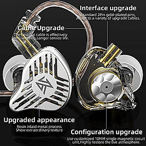 Kinboofi KZ EDS in Ear Earphones,10 mm Dual Magnetic Circuit Moving Coil Unit Configuration Earphone, High Resolution Noise-isolating Headphone Earbuds for Sports & Exercise (with Mic, Transparent)