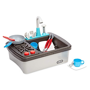 Little Tikes First Sink & Stove Realistic Pretend Play Kitchen Appliance for Kids, includes 13 Cooking Accessories, Ages 3+ Multi-color