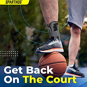 Sparthos Lace Up Ankle Brace - Adjustable Support for Running, Basketball, Volleyball - for Injury Recovery and Sprains - Compression Stabilizer Braces - For Men & Women (Gray - Large)