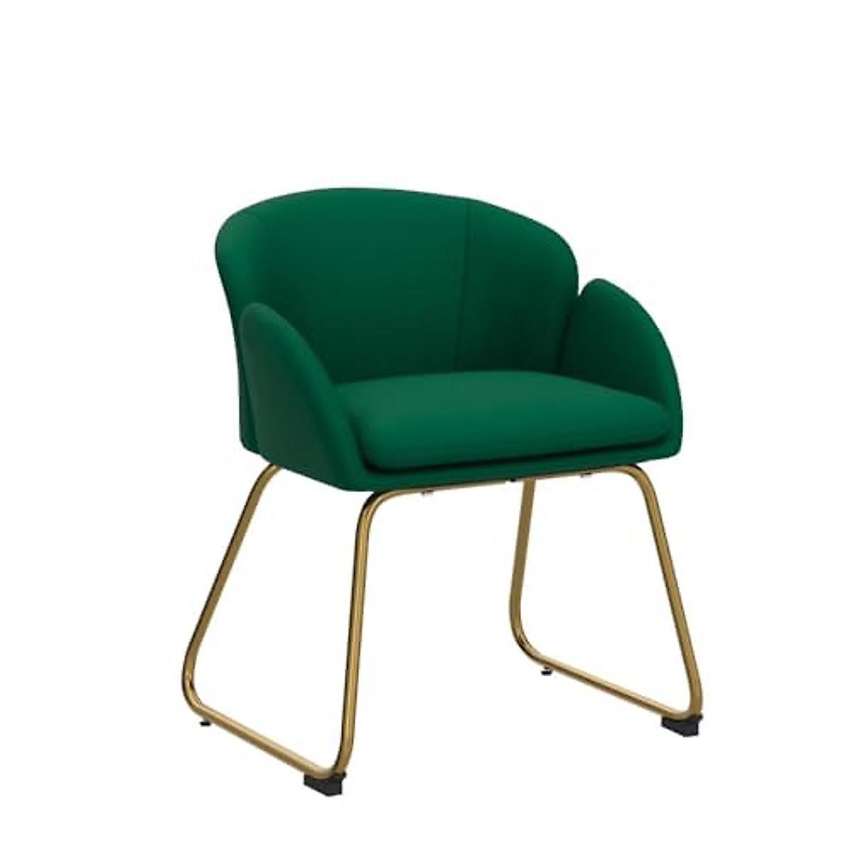 Yaheetech Velvet Dining Chair, Flower Shaped Armchair with Golden Legs, Upholstered Side Chair for Kitchen Dining Room Living Room, Set of 2, Green