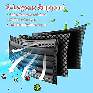 BINGFONE Black Disposable Face Masks, 100 Pack Disposable Face Masks Disposable Masks