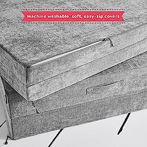 Yourigami Kids and Toddler Play Couch, Convertible Folding Sofa, Durable Foam Modular Design, Mountain Gray