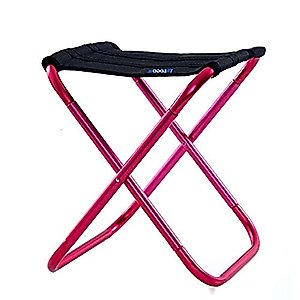 CHENGHUIXIN Outdoor Portable Lightweight Chair Camping Fishing Hiking Beach Folding Chair 7075 Aluminum Alloy (Color : Rose red, Size : Free)