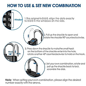 2 Pack TSA Approved Travel Luggage Locks, Combination Lock Alloy Body, Keyless 3-Digit Padlocks, Travel Sentry Accepted Compatible Padlock for Gym Locker, Golf Bag Case, Backpack, Black-by GIVERARE